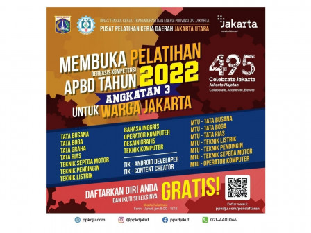 Cek Disini, PPKD Jakut Buka Pendaftaran Pelatihan Kejuruan